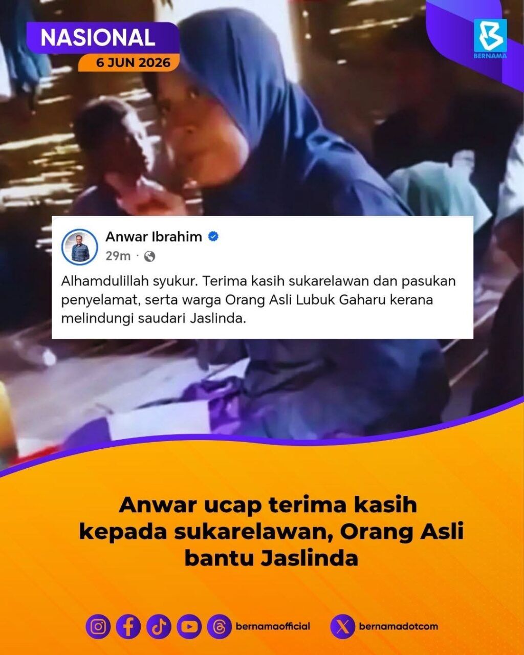 PMX Ucap Terima Kasih Kepada Sukarelawan, Orang Asli Bantu Jaslinda ...